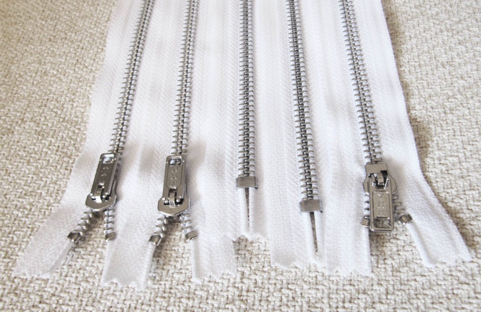 10inch - White Metal Zipper - Silver Teeth - 5pcs - Etsy