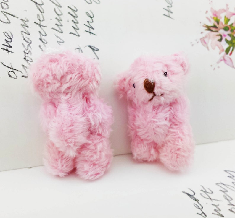 1pair Extra Fluffy Pink Teddy Bear Miniature Toy (4cm) - Etsy