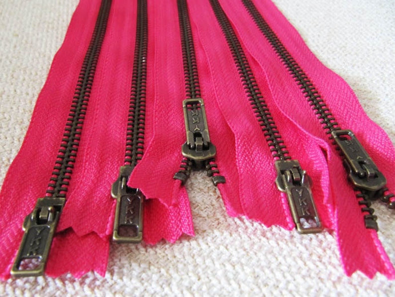 7inch - Fuchsia Pink Metal Zipper - Brass Teeth - 5pcs - Etsy