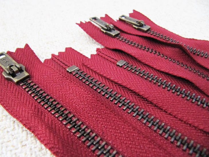 6inch - Maroon Red Metal Zipper - Brass Teeth - 5pcs - Etsy