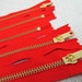 8inch - Hot Red Metal Zipper - Gold Teeth - 5pcs - Etsy