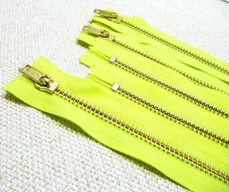 14inch - Neon Yellow Metal Zipper - Gold Teeth - 5pcs - Etsy