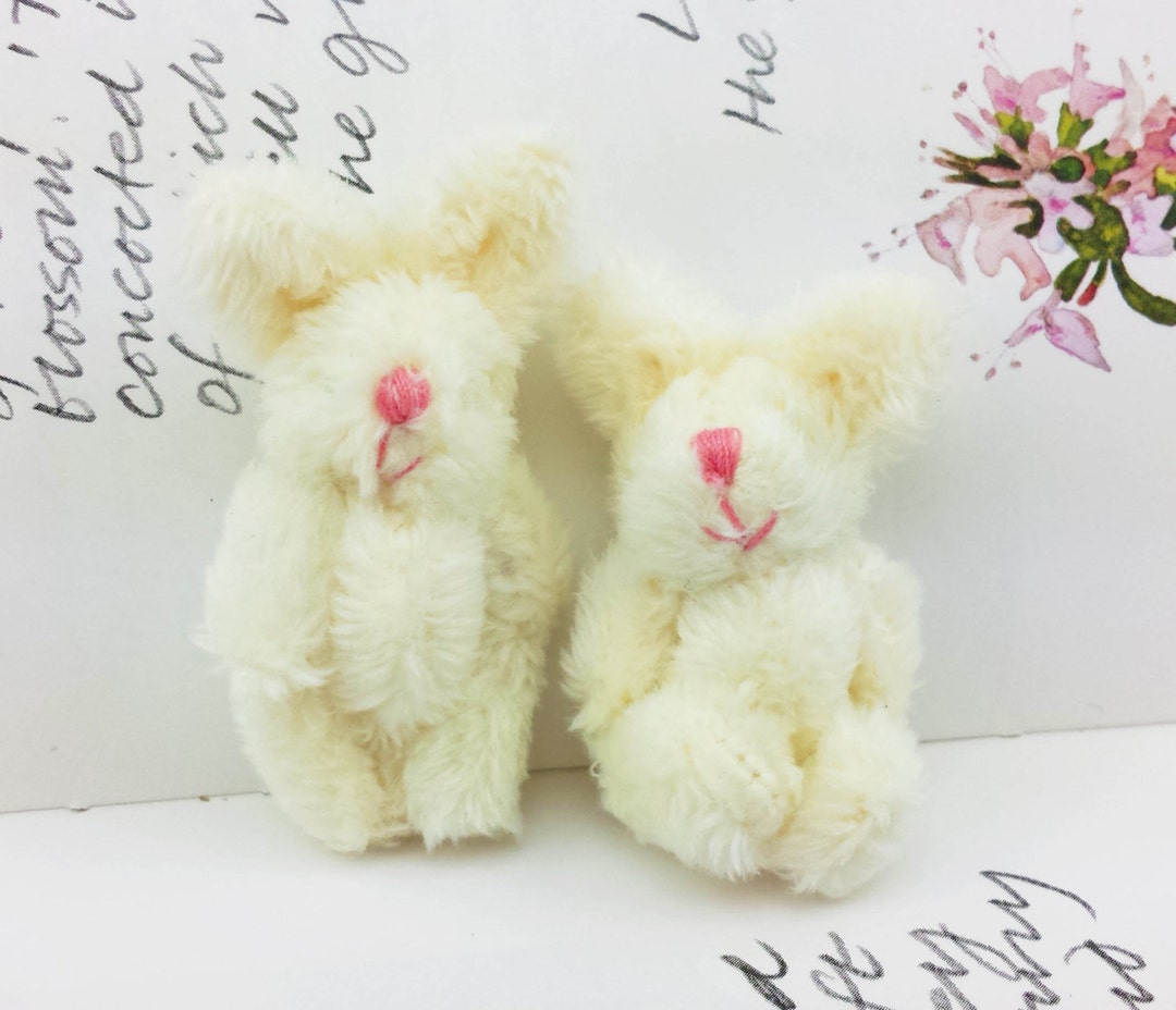 1pair Extra Fluffy Cream Rabbit Miniature Toy (5cm) - Etsy