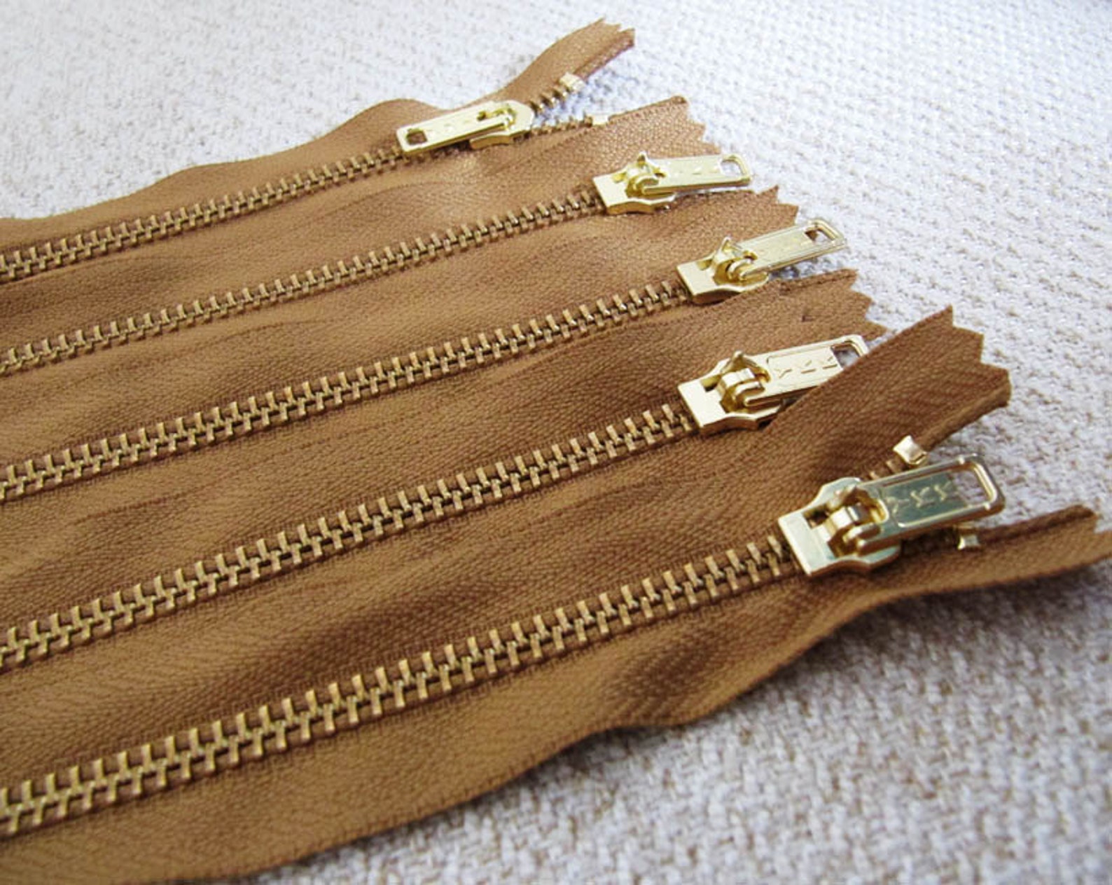 14inch - Chestnut Brown Metal Zipper - Gold Teeth - 5pcs - Etsy