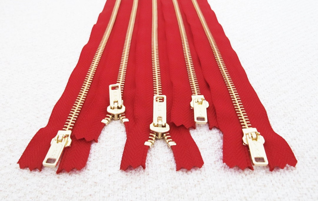 10inch - Lava Red Metal Zipper - Gold Teeth - 5pcs - Etsy