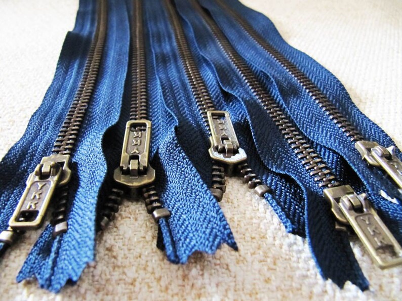 8inch - Navy Blue Metal Zipper - Brass Teeth - 5pcs - Etsy