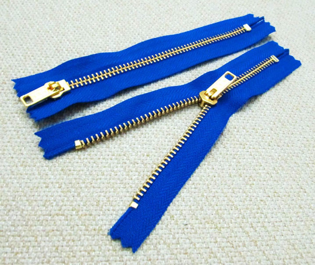 6inch - Victoria Blue Metal Zipper - Gold Teeth - 5pcs - Etsy