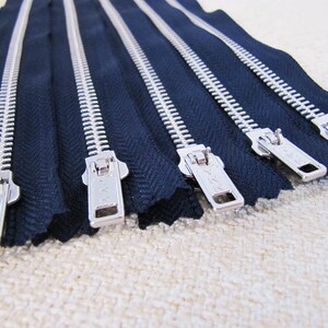 12inch - Navy Blue Metal Zipper - Silver Teeth - 5pcs - Etsy