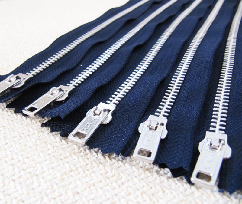 12inch - Navy Blue Metal Zipper - Silver Teeth - 5pcs - Etsy
