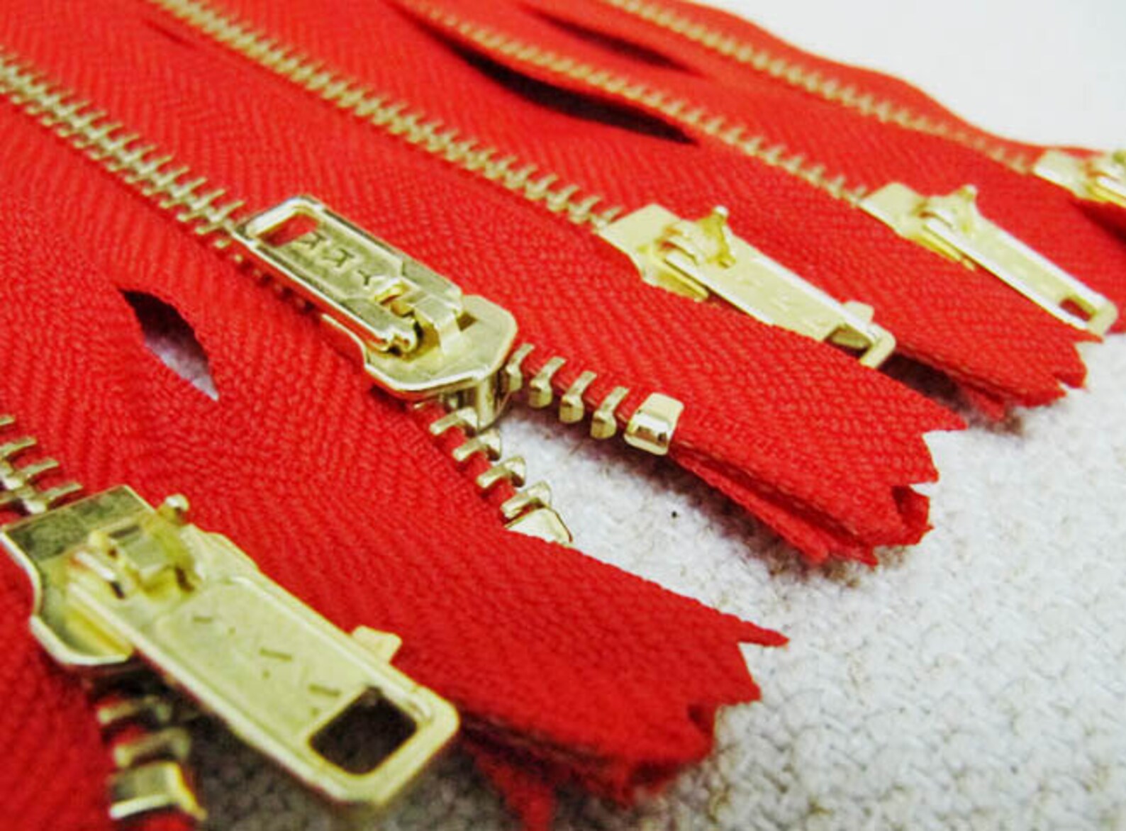 8inch - Hot Red Metal Zipper - Gold Teeth - 5pcs - Etsy