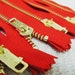 8inch - Hot Red Metal Zipper - Gold Teeth - 5pcs - Etsy