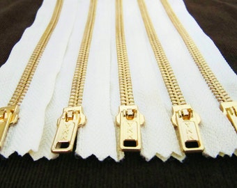 4inch Cream Metal Zipper Gold Teeth 6pcs | Etsy