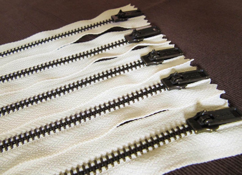 8inch - Cream Metal Zipper - Brass Teeth - 5pcs - Etsy