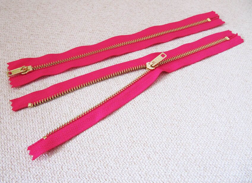 10inch - Fuchsia Pink Metal Zipper - Gold Teeth - 5pcs - Etsy