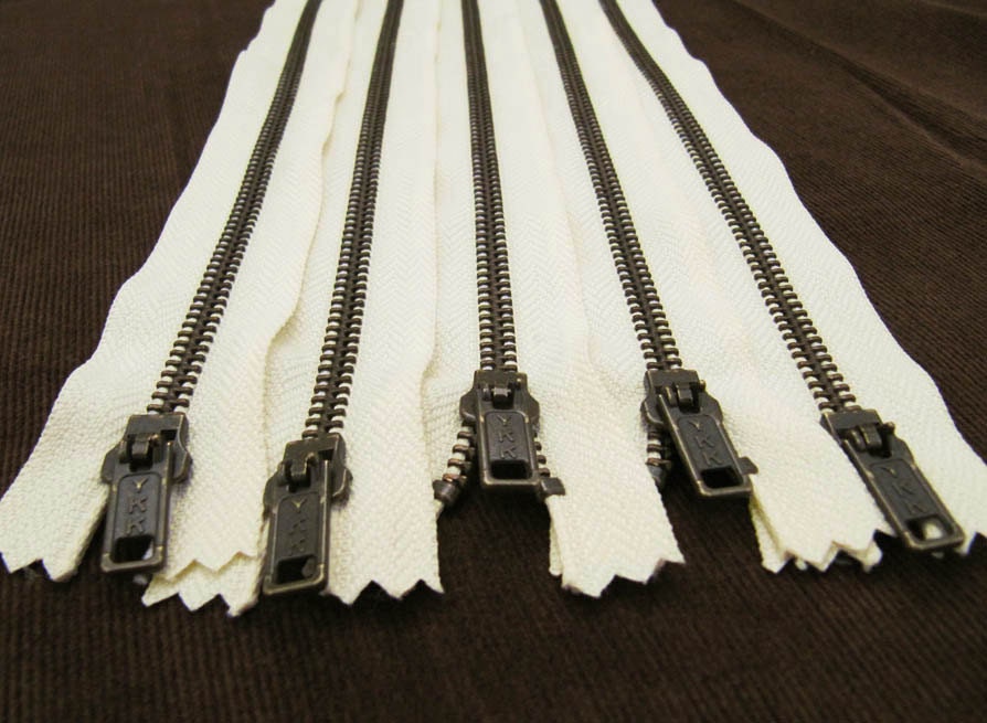 14inch - Cream Metal Zipper - Brass Teeth - 5pcs - Etsy