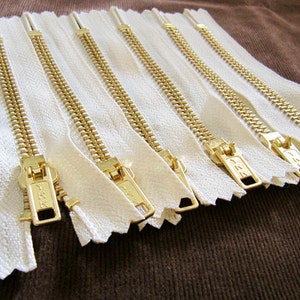 4inch - Cream Metal Zipper - Gold Teeth - 6pcs - Etsy
