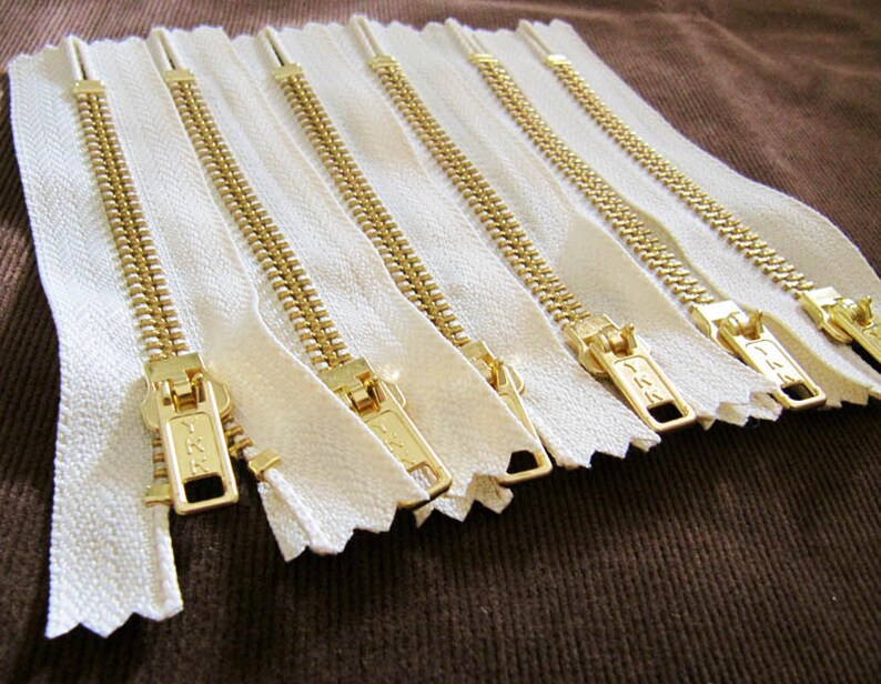 4inch - Cream Metal Zipper - Gold Teeth - 6pcs - Etsy