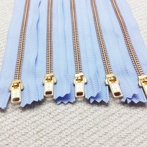 18inch - Baby Blue Metal Zipper - Gold Teeth - 5pcs - Etsy