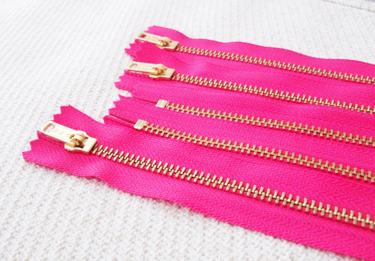 8inch - Fuchsia Pink Metal Zipper - Gold Teeth - 5pcs - Etsy