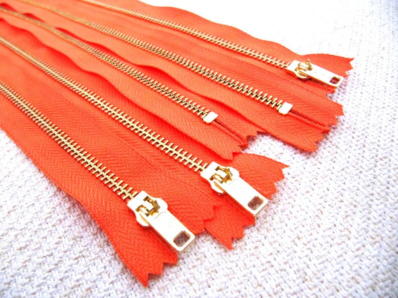 14inch - Nectarorange Metal Zipper - Gold Teeth - 5pcs - Etsy