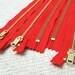 16inch - Hot Red Metal Zipper - Gold Teeth - 5pcs - Etsy