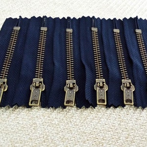 3inch Navy Blue Metal Zipper Brass Teeth 6pcs - Etsy