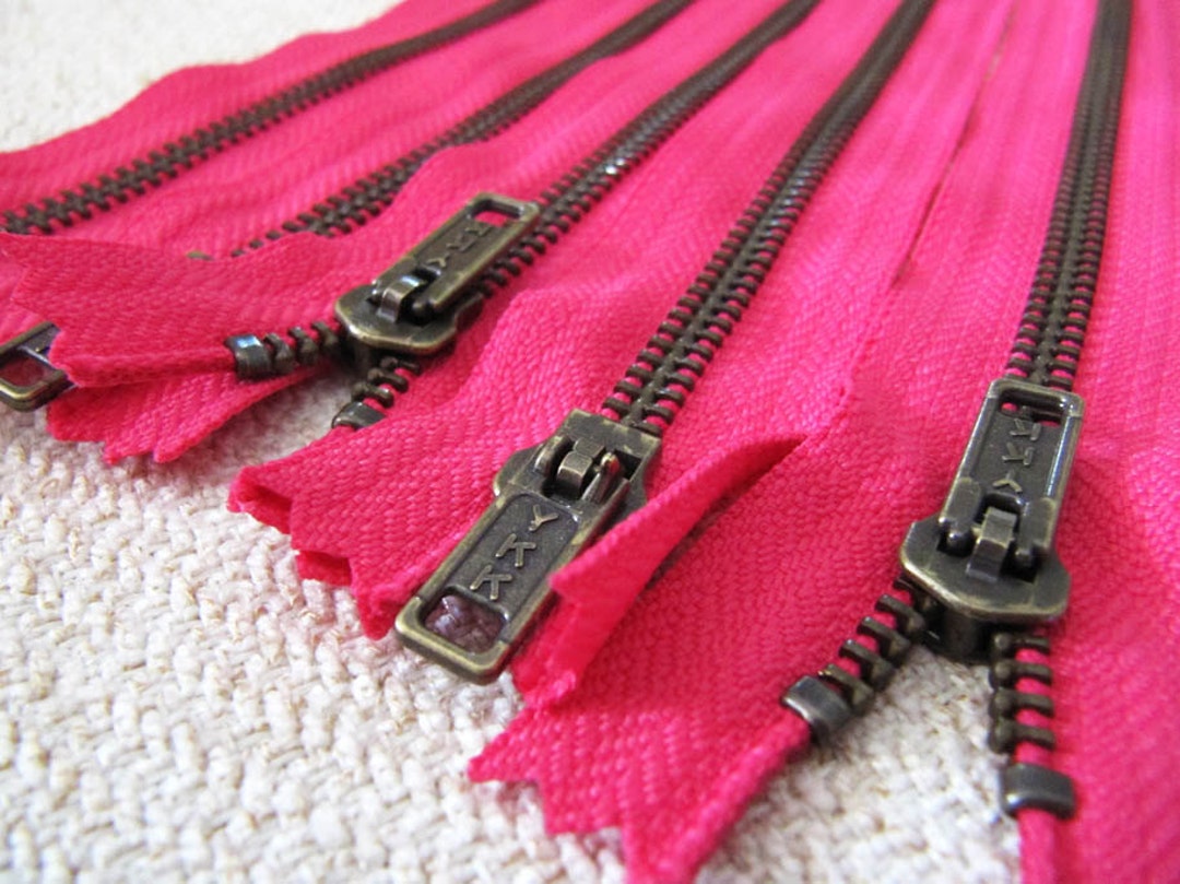 10inch - Fuchsia Pink Metal Zipper - Brass Teeth - 5pcs - Etsy