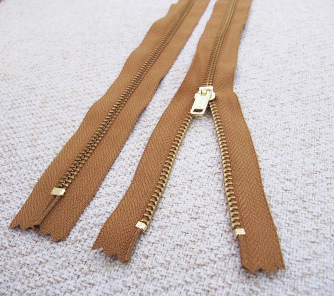 14inch - Chestnut Brown Metal Zipper - Gold Teeth - 5pcs - Etsy