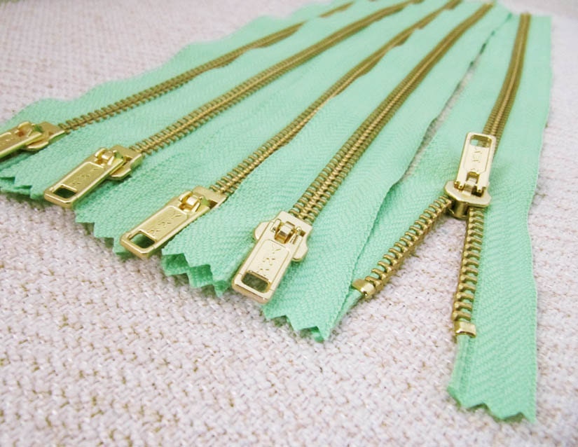 12inch - Mint Green Metal Zipper - Gold Teeth - 5pcs - Etsy