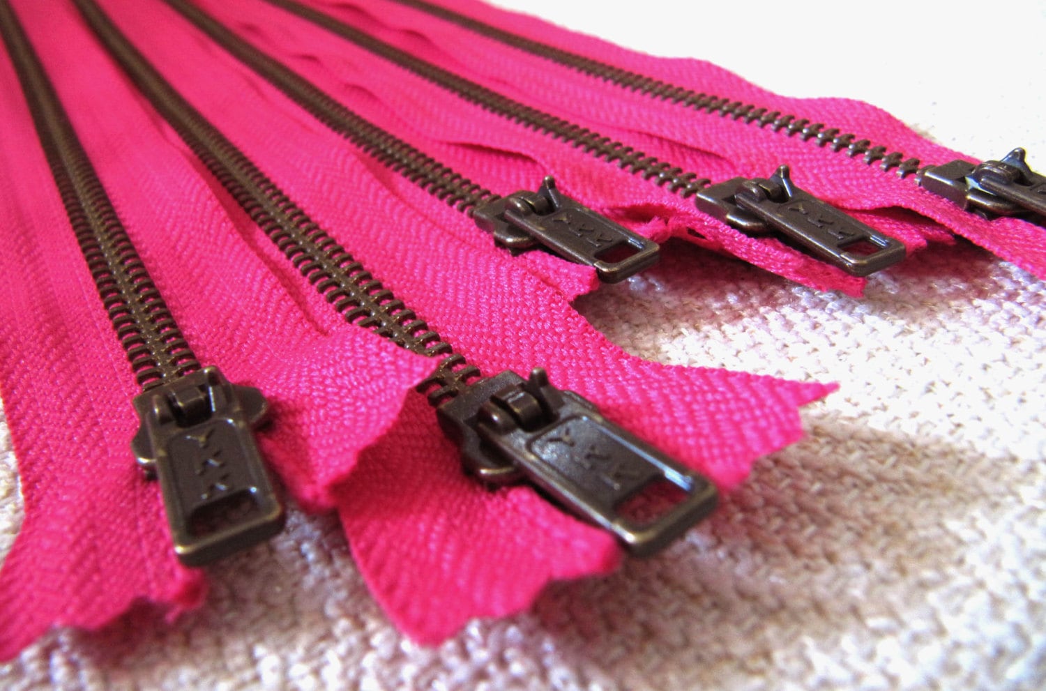 10inch - Fuchsia Pink Metal Zipper - Brass Teeth - 5pcs - Etsy