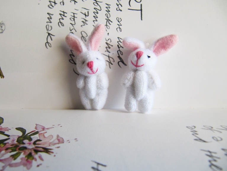 1pair White Rabbit Miniature Toy (5cm) - Etsy