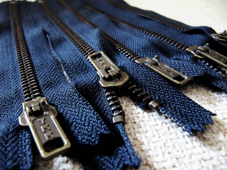 7inch - Navy Blue Metal Zipper - Brass Teeth - 5pcs - Etsy