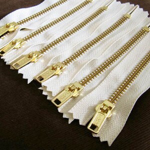 4inch - Cream Metal Zipper - Gold Teeth - 6pcs - Etsy