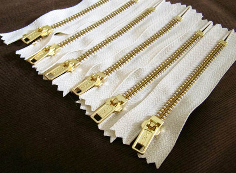 4inch - Cream Metal Zipper - Gold Teeth - 6pcs - Etsy