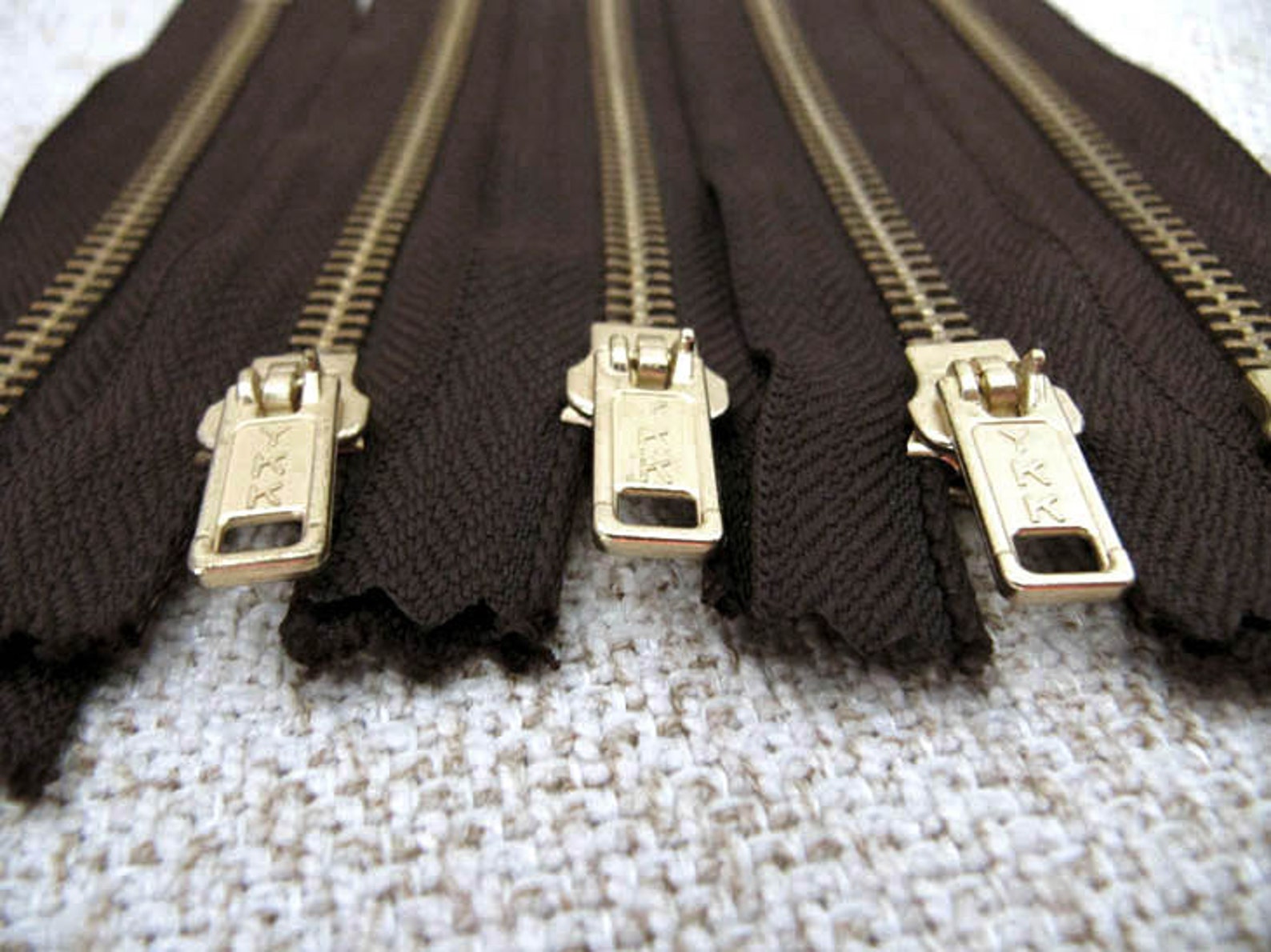 5inch - Dark Chocolate Brown Metal Zipper - Gold Teeth - 6pcs - Etsy