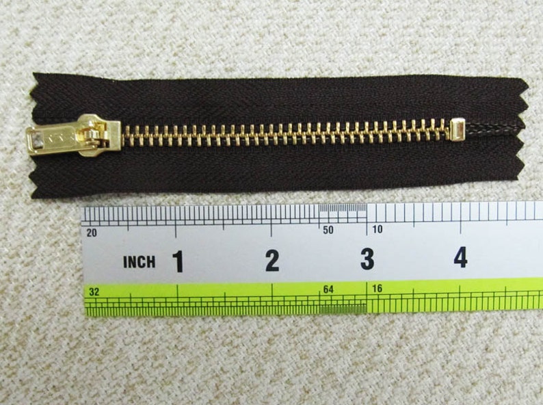 4inch - Dark Chocolate Brown Metal Zipper - Gold Teeth - 6pcs - Etsy