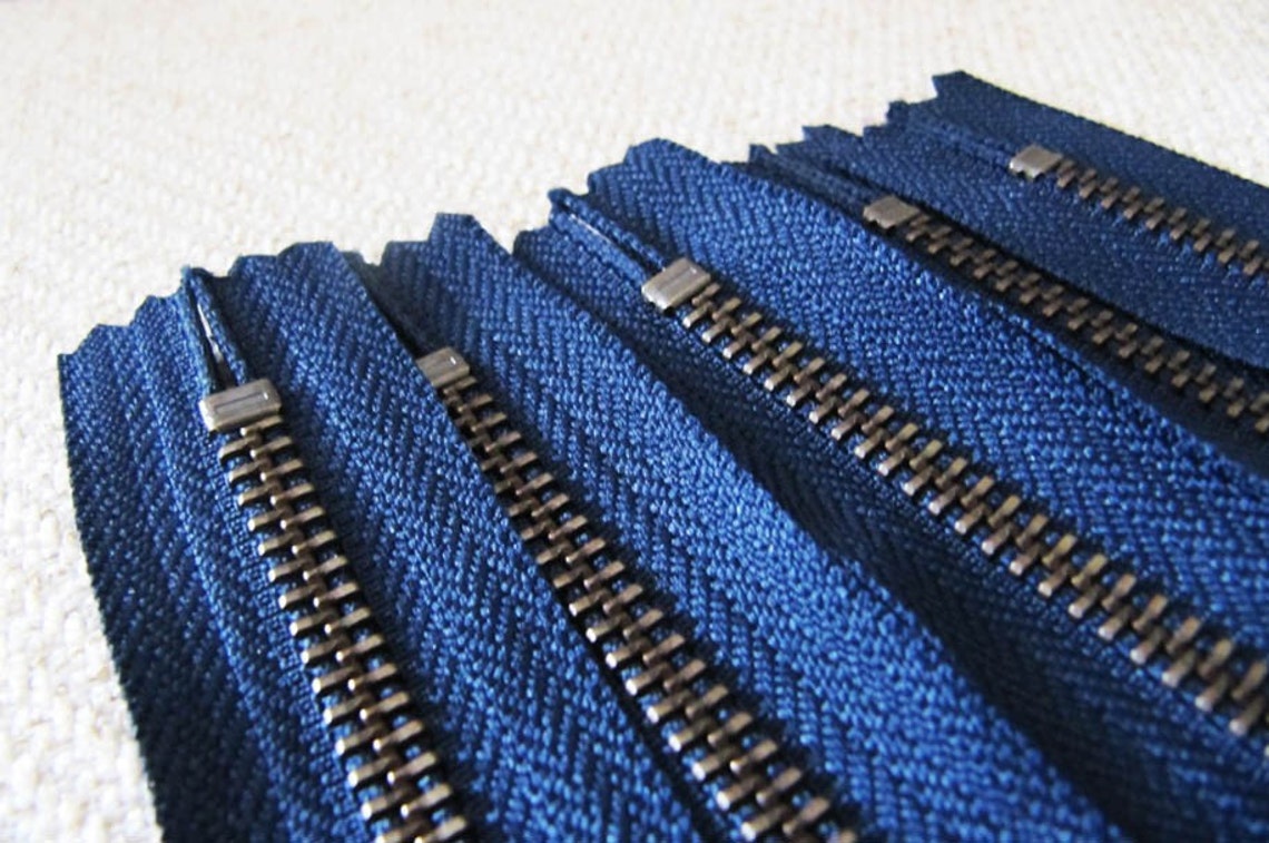 8inch - Navy Blue Metal Zipper - Brass Teeth - 5pcs - Etsy