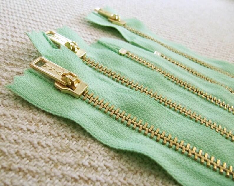 10inch - Mint Green Metal Zipper - Gold Teeth - 5pcs - Etsy