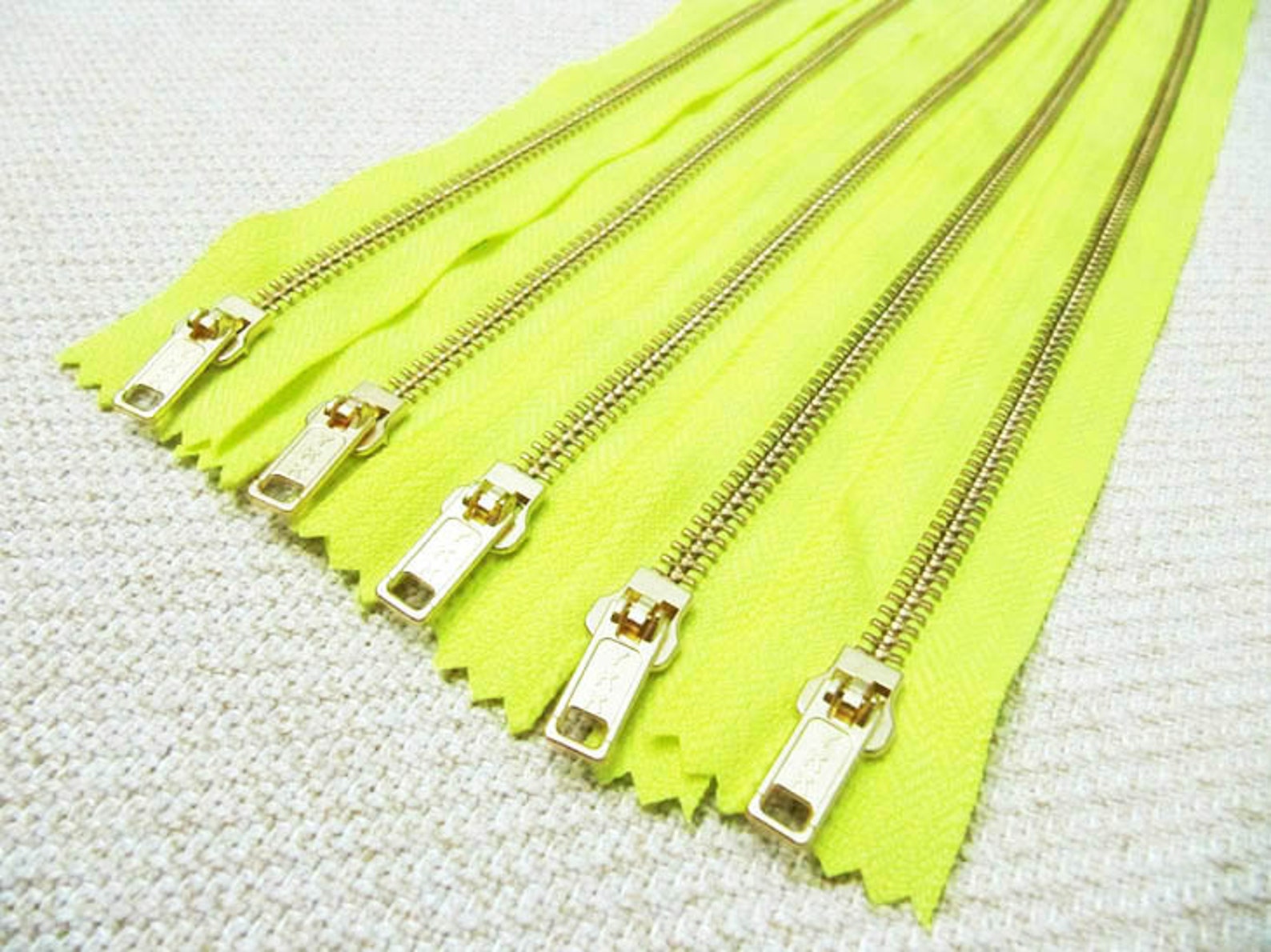 14inch - Neon Yellow Metal Zipper - Gold Teeth - 5pcs - Etsy