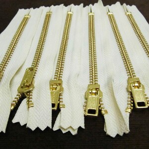 5inch - Cream Metal Zipper - Gold Teeth - 6pcs - Etsy