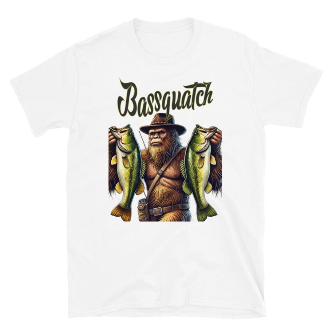 Bassquatch T-shirt – Funny Bigfoot Fishing Tee, Sasquatch Bass Angler ...