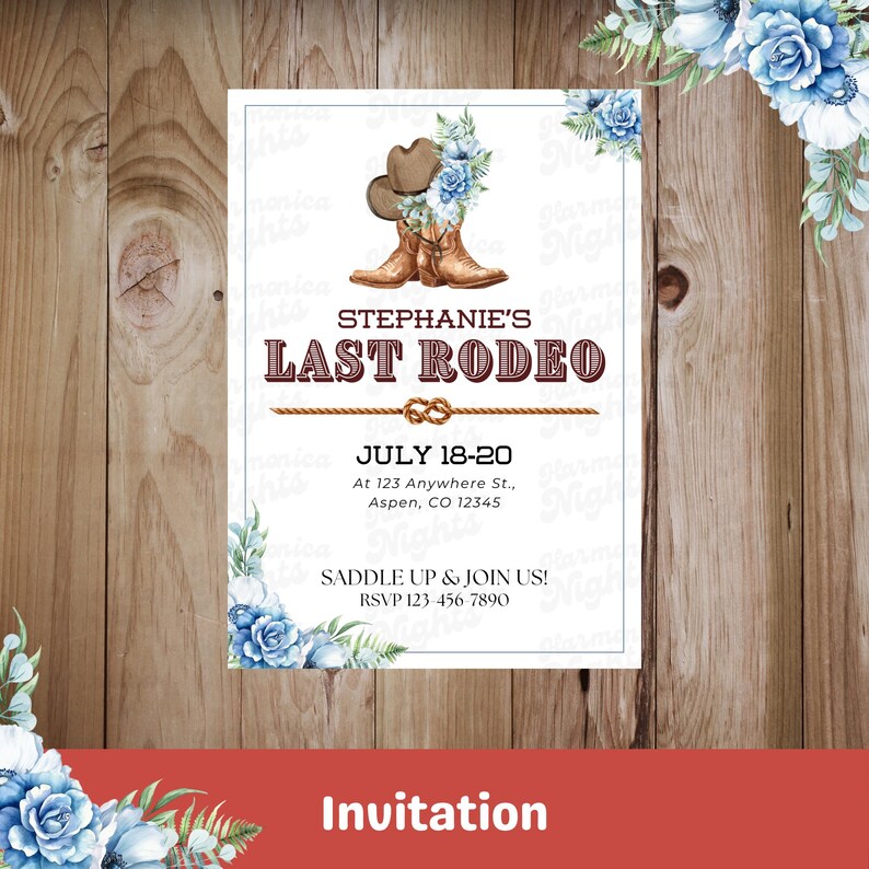 Editable Last Rodeo Bachelorette Invitation & Itinerary Bundle ...