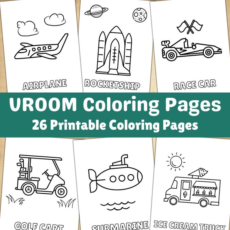 Vehicle Coloring Pages for Kids: Things That Go Vroom (PDF Download) - Etsy