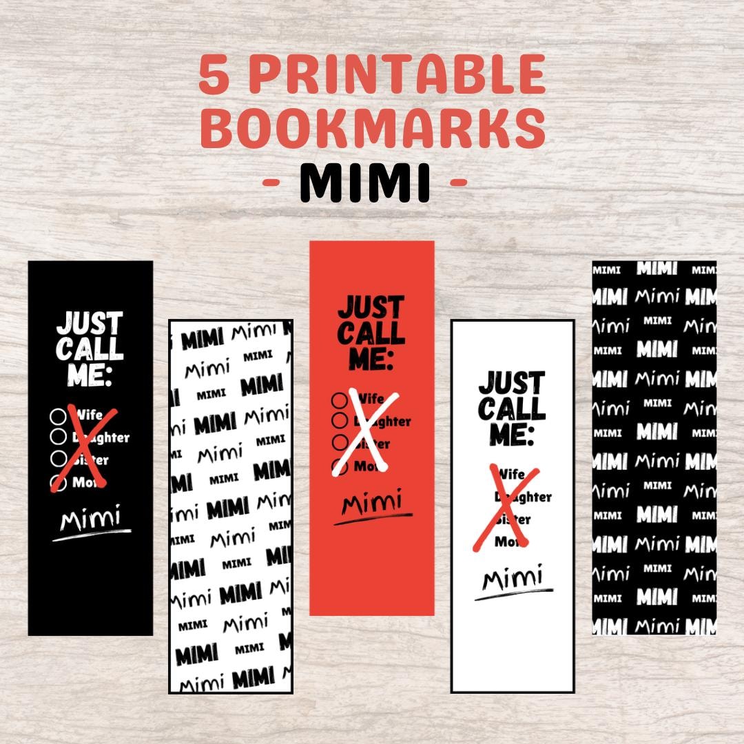 5 Printable Mimi Bookmarks, Bookmark Gift for Mimi, Instant Download ...