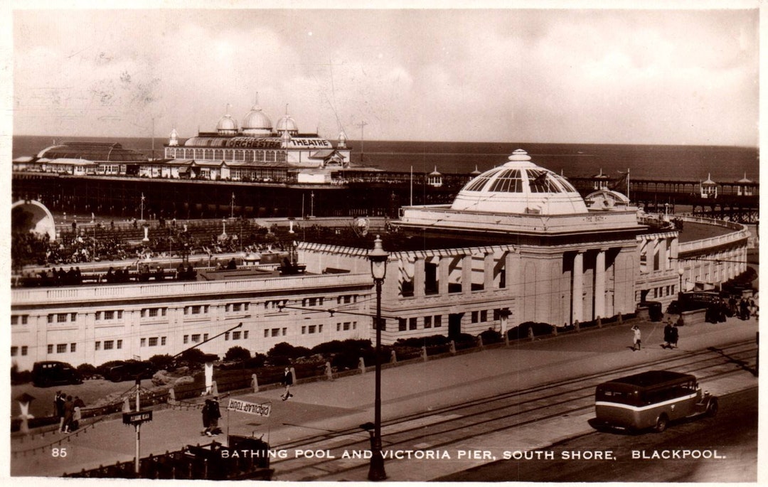 Vintage Postcard, Blackpool, England, Victoria Pier, Bathing Pool, RPPC ...