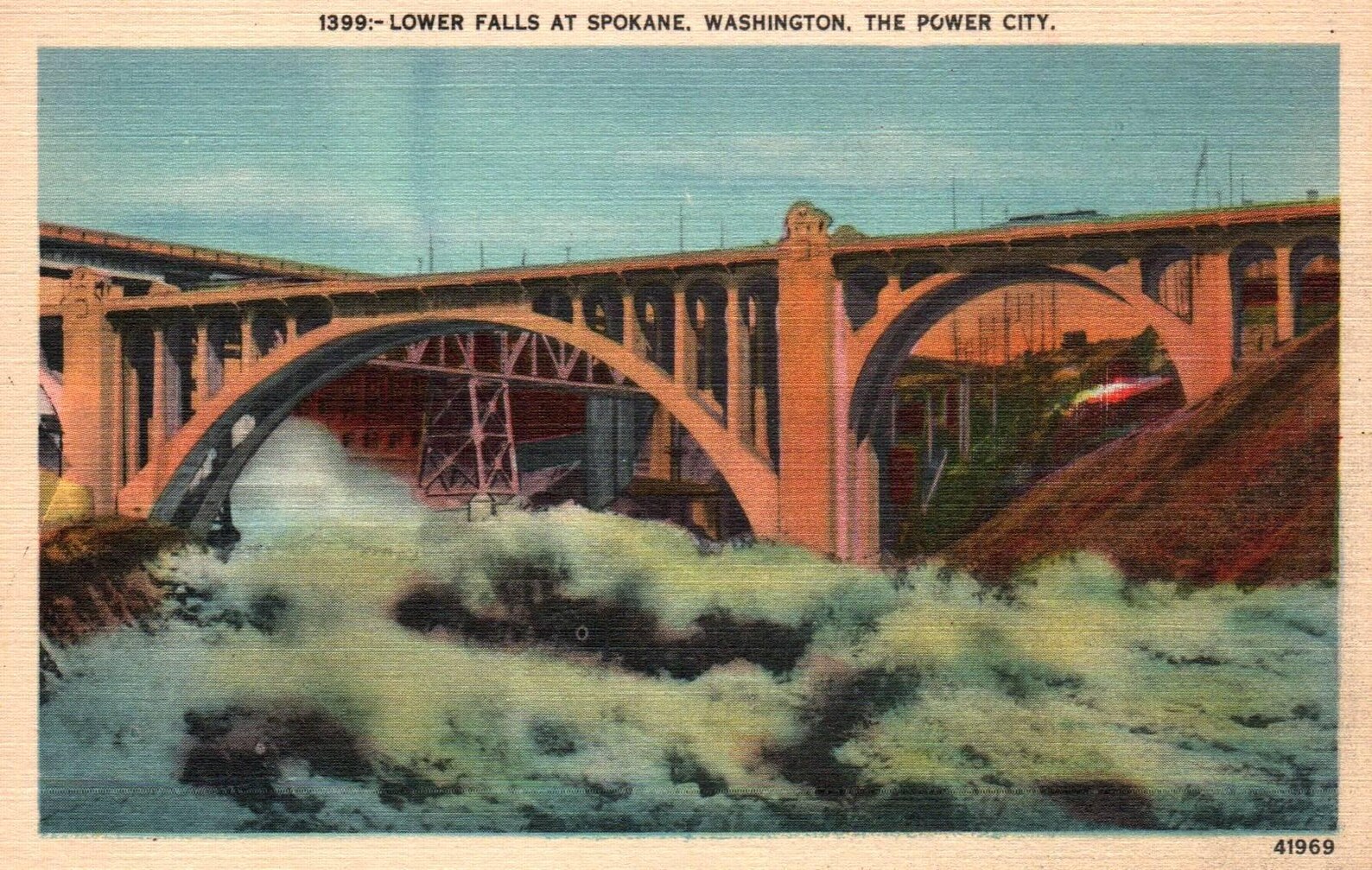 Vintage Postcard, Spokane, Washington, Loer Falls, Bridge, Power City ...