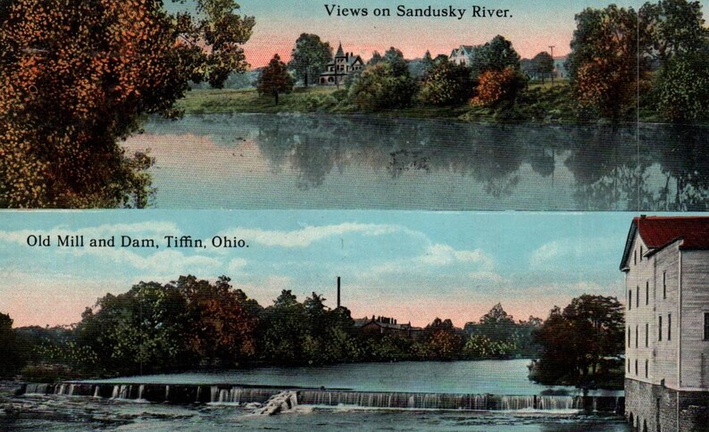Vintage Postcard, Tiffin, Ohio, Old Mill, Dam, Sandusky River, Postcard ...