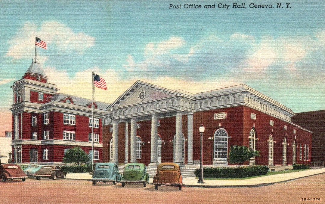 Vintage Postcard, Geneva, New York, Post Office, City Hall, Postcard ...