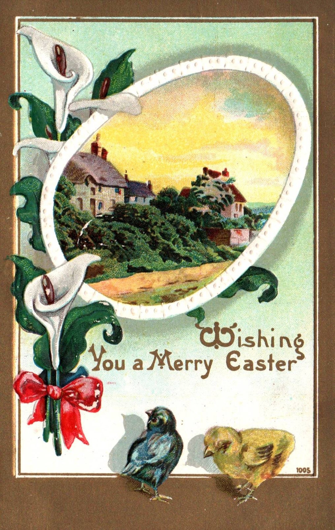 Vintage Postcard, Easter Postcard, Merry Easter, Chicks, Lily, Vintage ...
