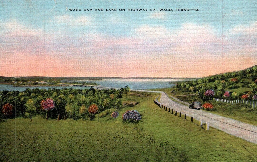 Linen Postcard, Waco, Texas, Waco Dam, Waco Lake, Vintage Postcard, Old ...
